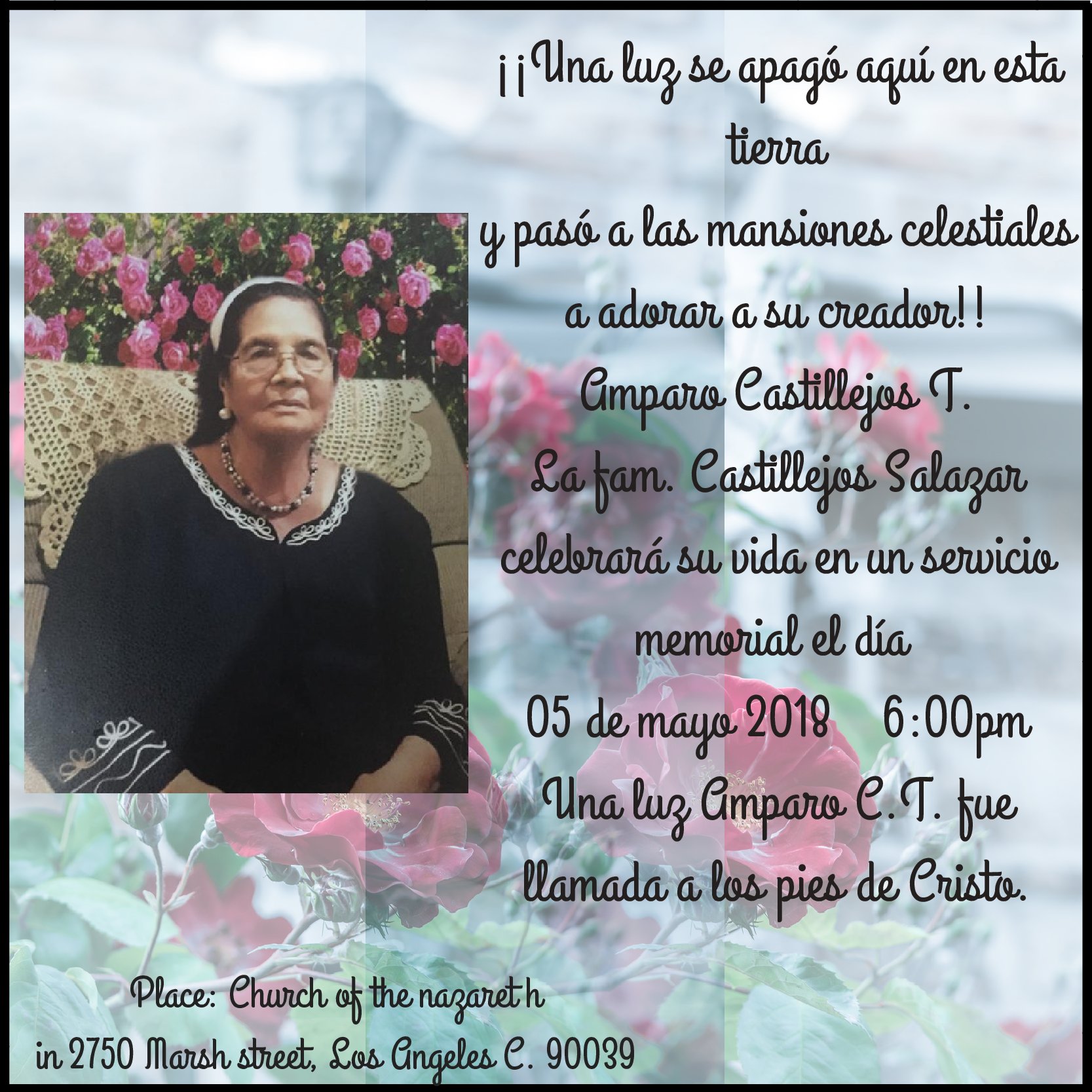 SERVICIO MEMORIAL EN HONOR A LA MTRA. AMPARO TOLEDO RINCÓN ...